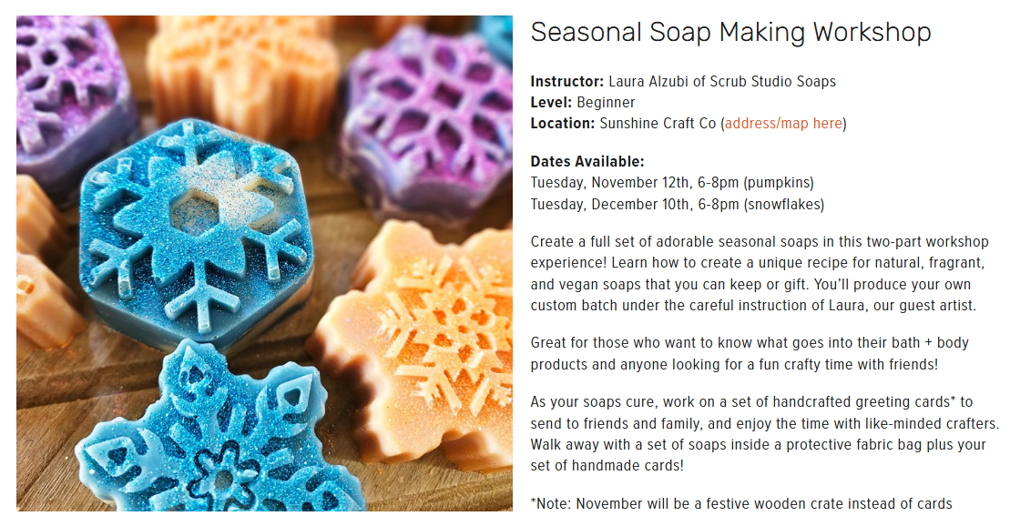 Attend DIY Workshops | Classes – Scrub Studio Soaps | Handmade Vegan ...